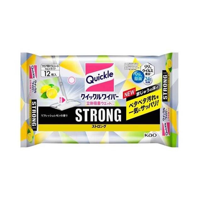 Kao Quickle Wiper 3D Suction Wet Sheet Strong Refresh Lemon Scent 12 P
