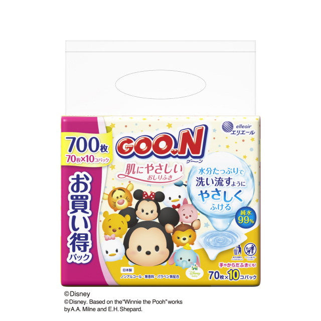 Daio Paper Goon Skin-friendly baby wipes refill 70 sheets x 10 packs